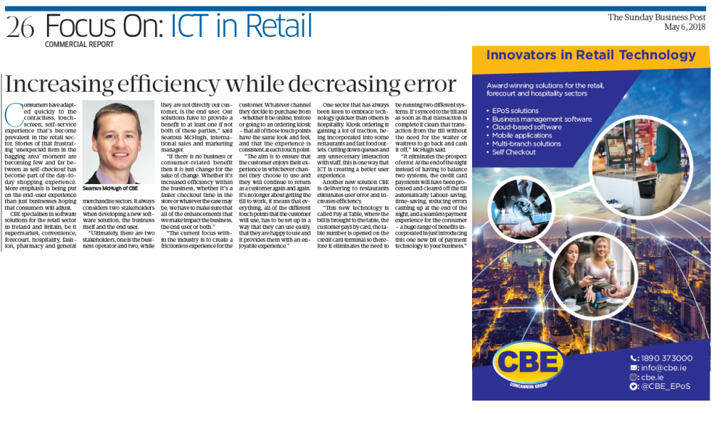 CBE featured in ICT in Retail Report in Sunday Business Post - CBE ...